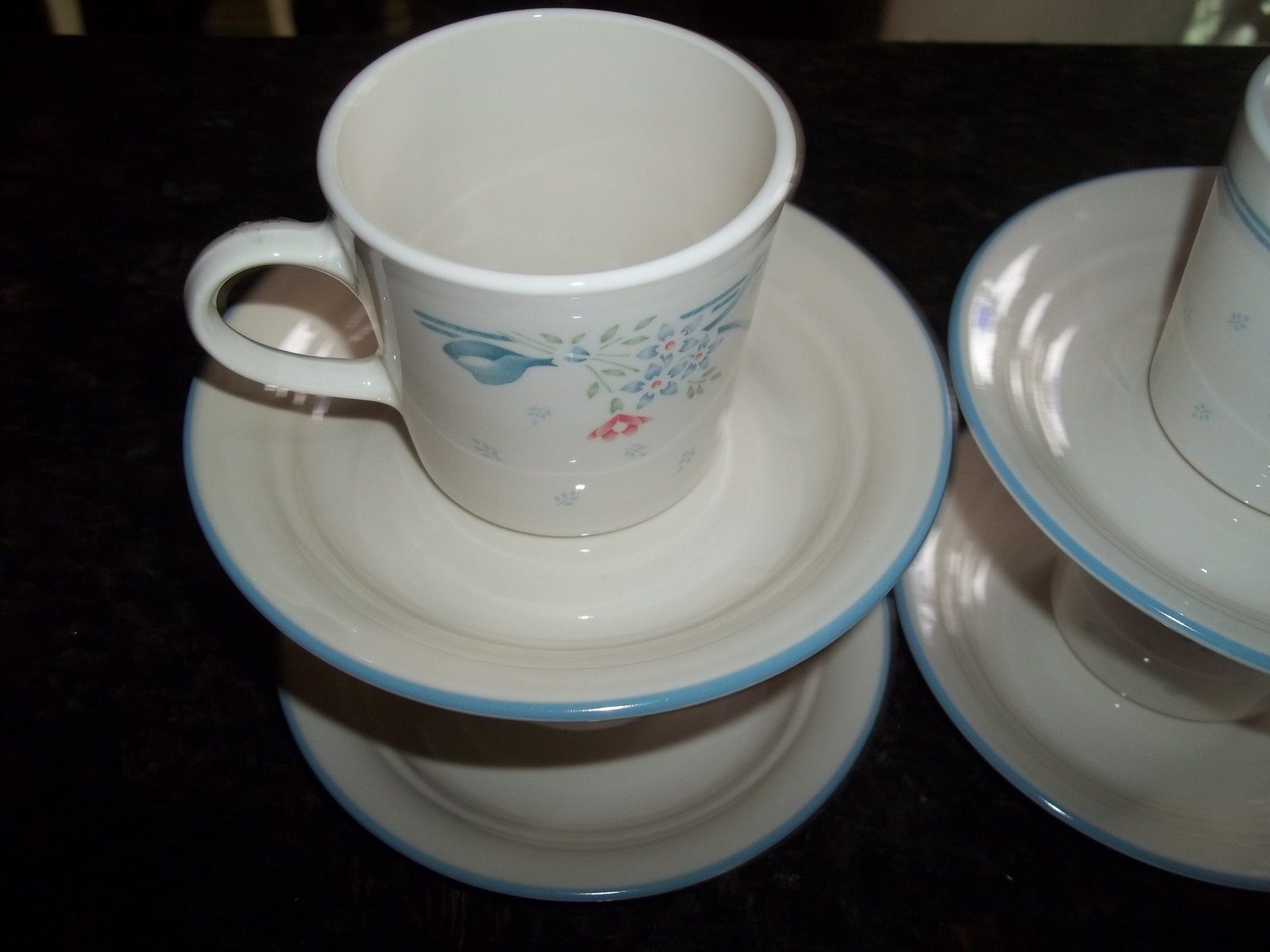 4 Corelle Symphony Tea Cupsand Saucers Made in the USA | Etsy