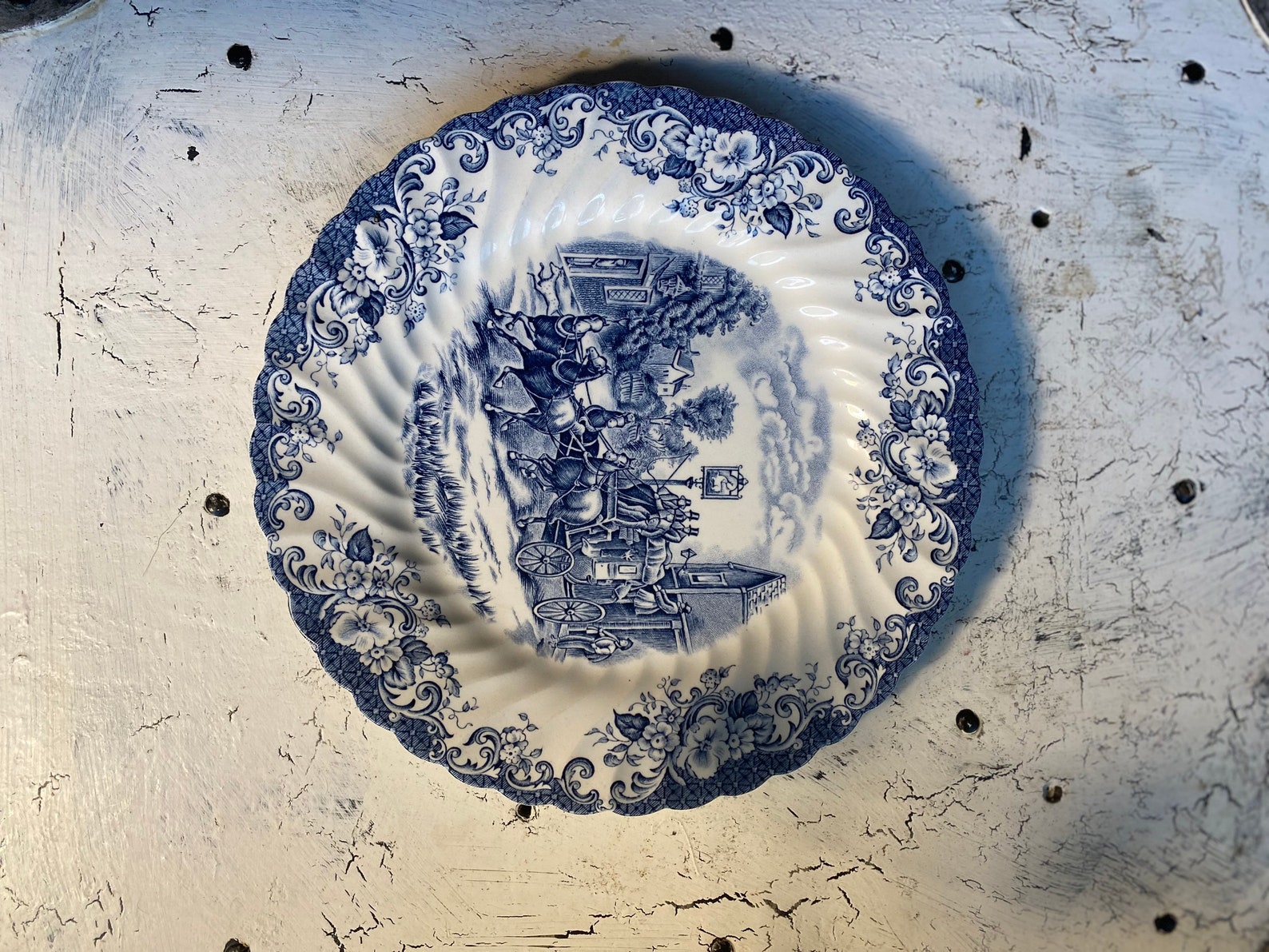 2 Johnson Bros 9 7/8 Blue Coaching Scenes Dinner Plates - Etsy