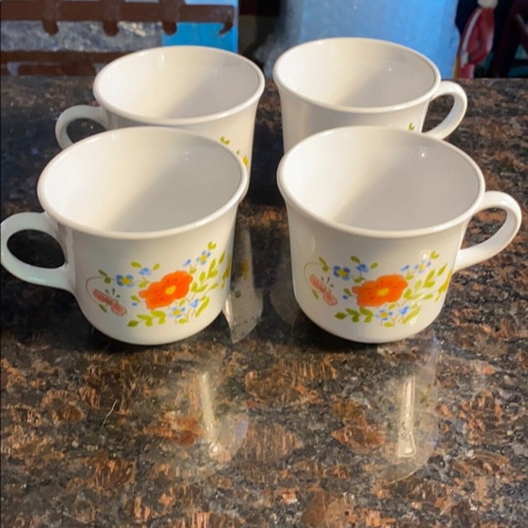 Set of 4 Wildflowers Corelle Coffee/tea Cups - Etsy