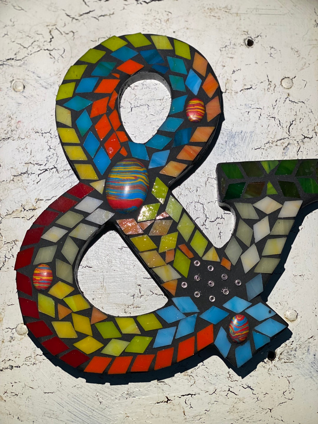 Stained Glass Mosaic Symbol & Stand 9"x 7" Handcrafted - Etsy