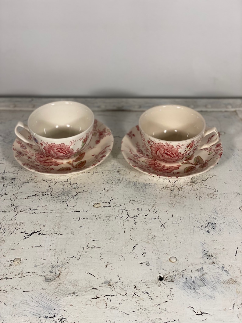 2 Johnson Brothers England NB Rose Chintz Cups & Saucers - Etsy