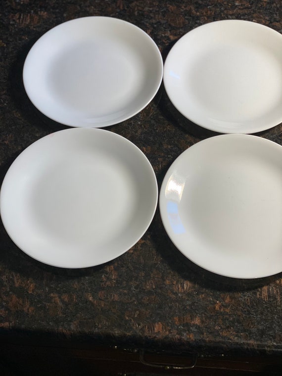 4 Corelle Just White 8.5 Salad Plates | Etsy