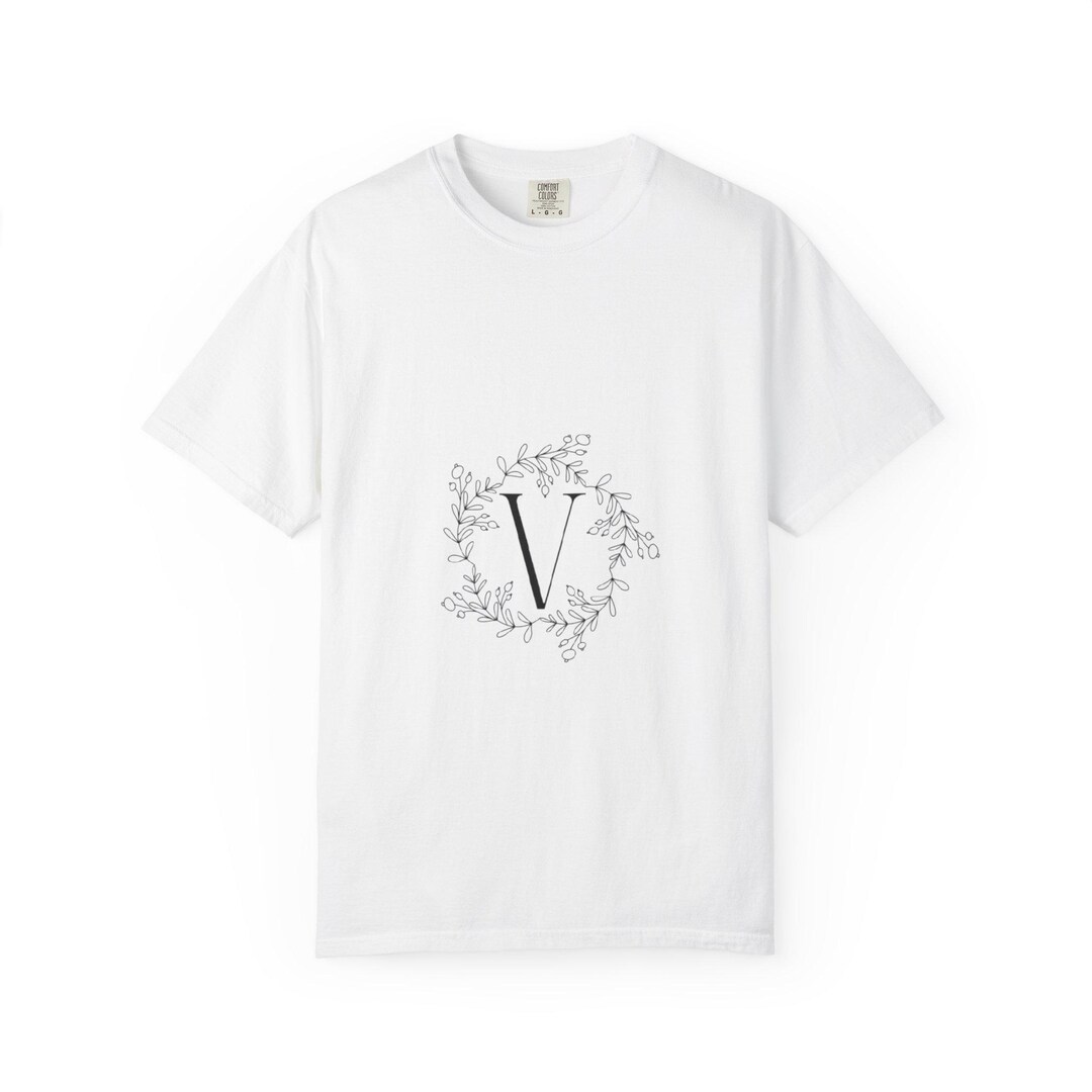 Personalized Floral Monogram T-shirt, Unisex Gift, Casual Wear, Custom ...