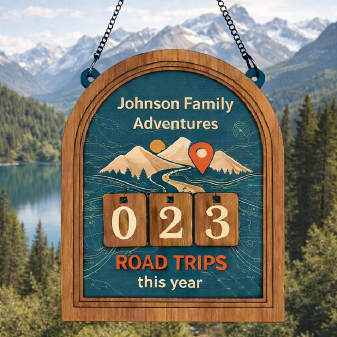 Personalized Road Trips This Year Tracker Sign, Custom Wooden Decor ...