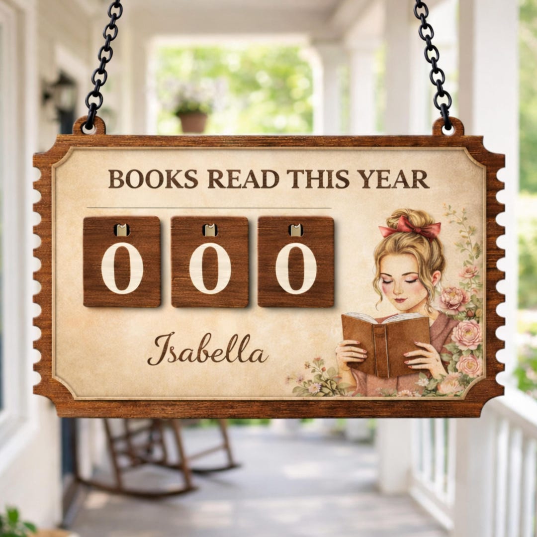 Personalized Books Read This Year Tracker Sign, Custom Wooden Bookshelf ...
