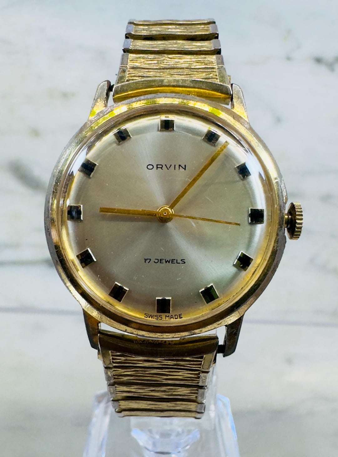 Vintage Orvin Swiss Men’s Watch 17 Jewels Gold Tone Manual Wind Working ...