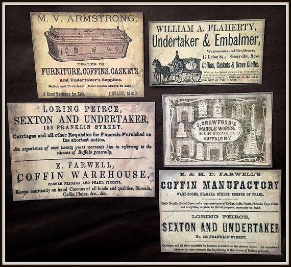 Coffins and Undertakers Victorian Ads Sticker Set Paper & Party ...
