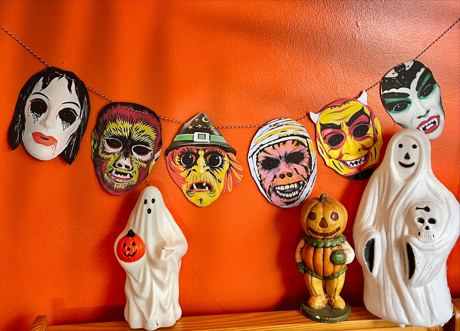 Big Ol Spookies Jumbo Halloween Mask Garland - Etsy