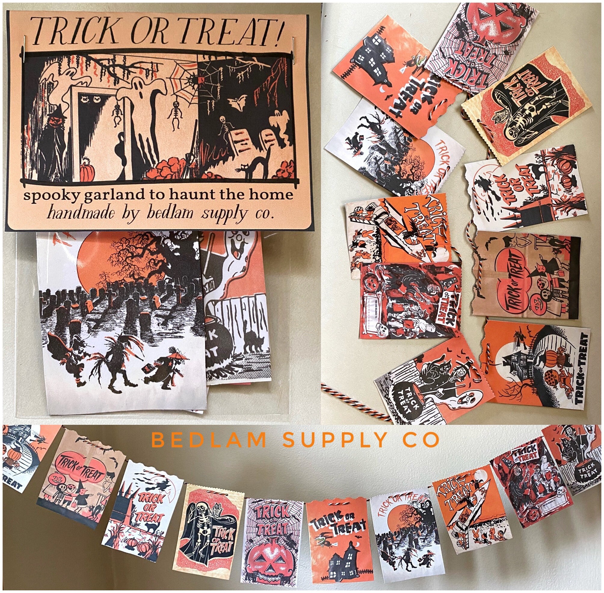 Party Décor Paper & Party Supplies Vintage Halloween Bunting Handmade ...