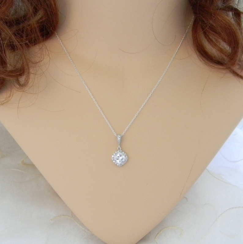 Bridal Jewelry SET Cushion Cut Crystals Crystal Bridesmaid | Etsy