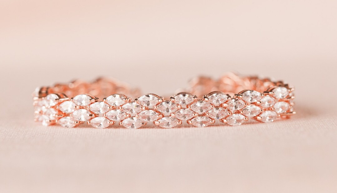 Braut Armband Tennis Armband, Rose Gold Kristall Hochzeitsarmband ...