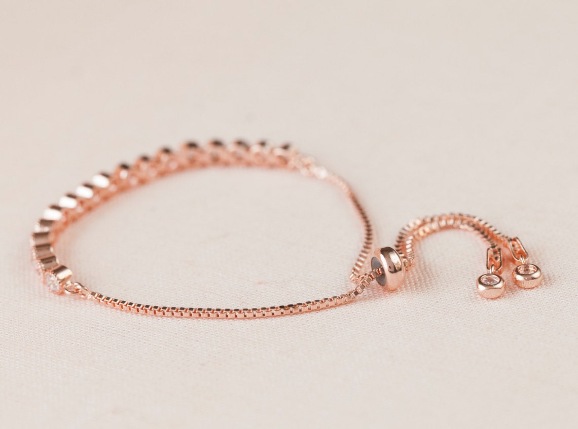 Flower Girl Jewelry, Dainty Child Bracelet, Rose Gold Crystal Bracelet ...