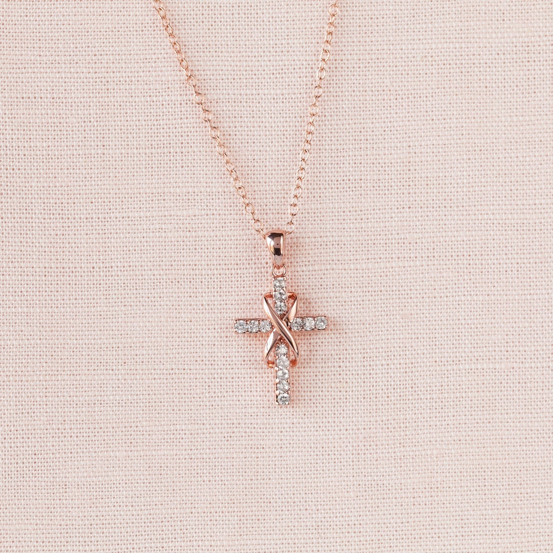 Infinity Cross Necklace, Rose Gold Bridal Jewelry, Wedding Jewelry ...