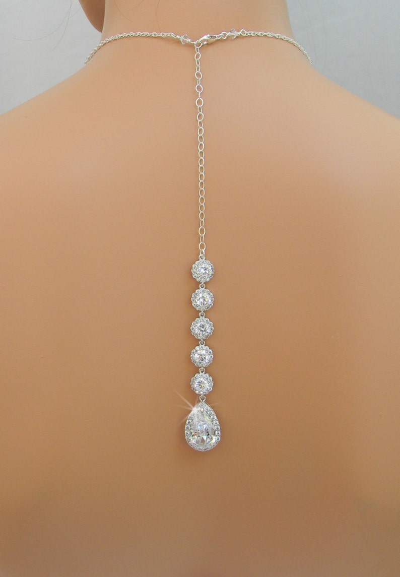 Backdrop Bridal Necklace Rose Gold Wedding Necklace Back Drop Etsy