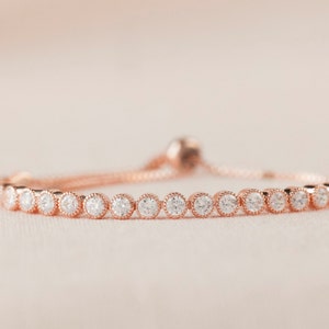 Flower Girl Jewelry, Dainty Child Bracelet, Rose Gold Crystal Bracelet ...