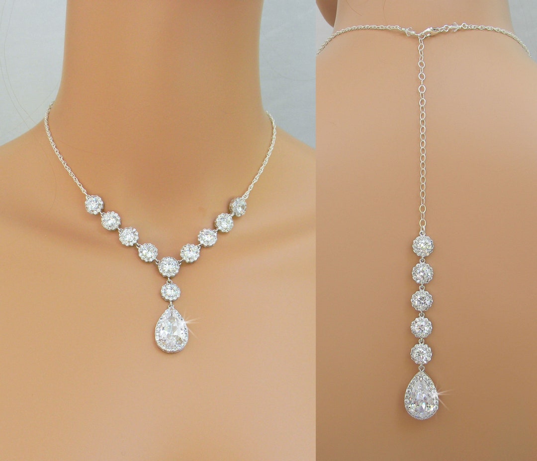 Bridal Back Drop Necklace, Wedding Back Necklace, Bridal Necklace, Back ...