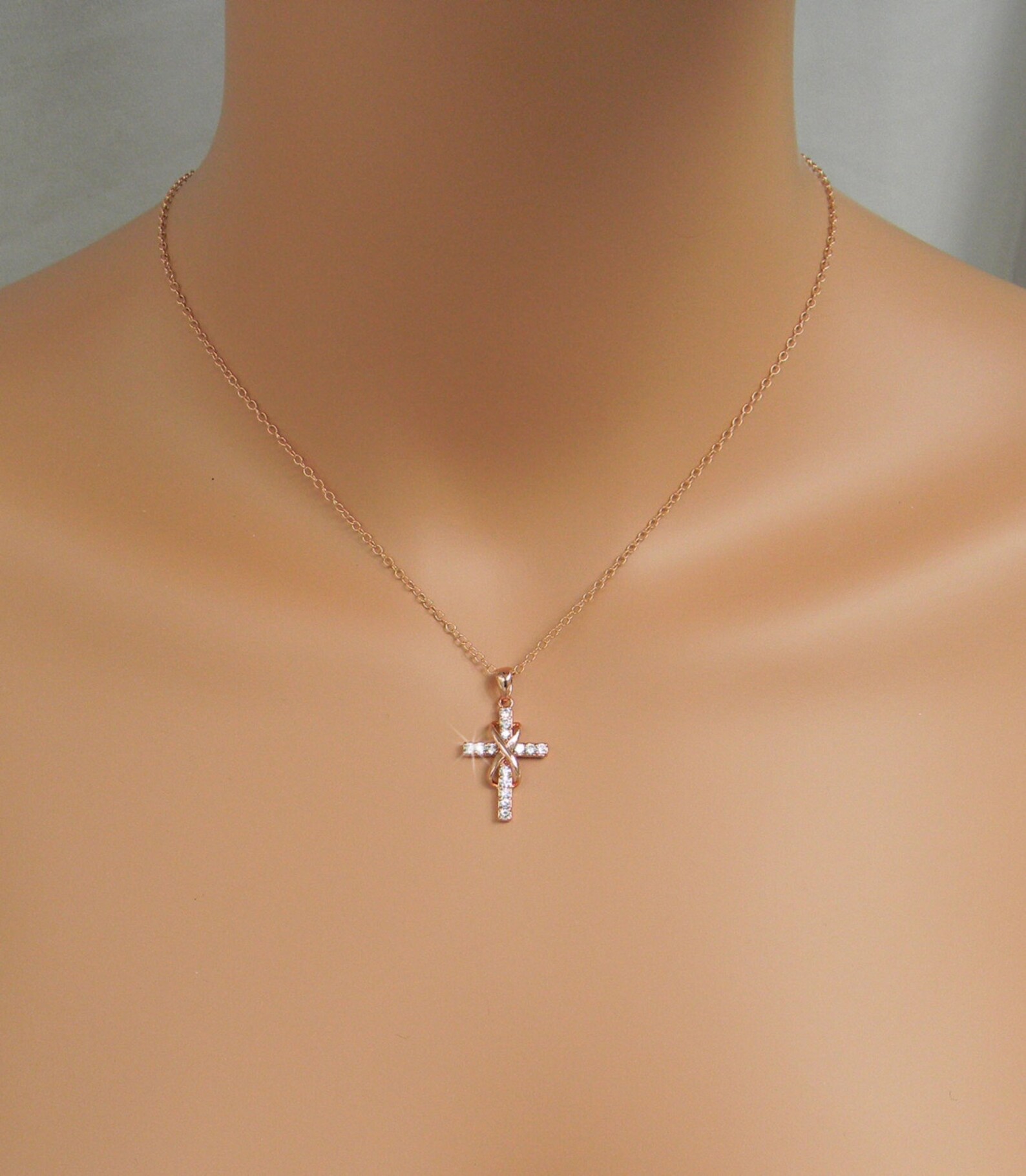 Infinity Cross Necklace Rose Gold Bridal Jewelry Wedding - Etsy Canada