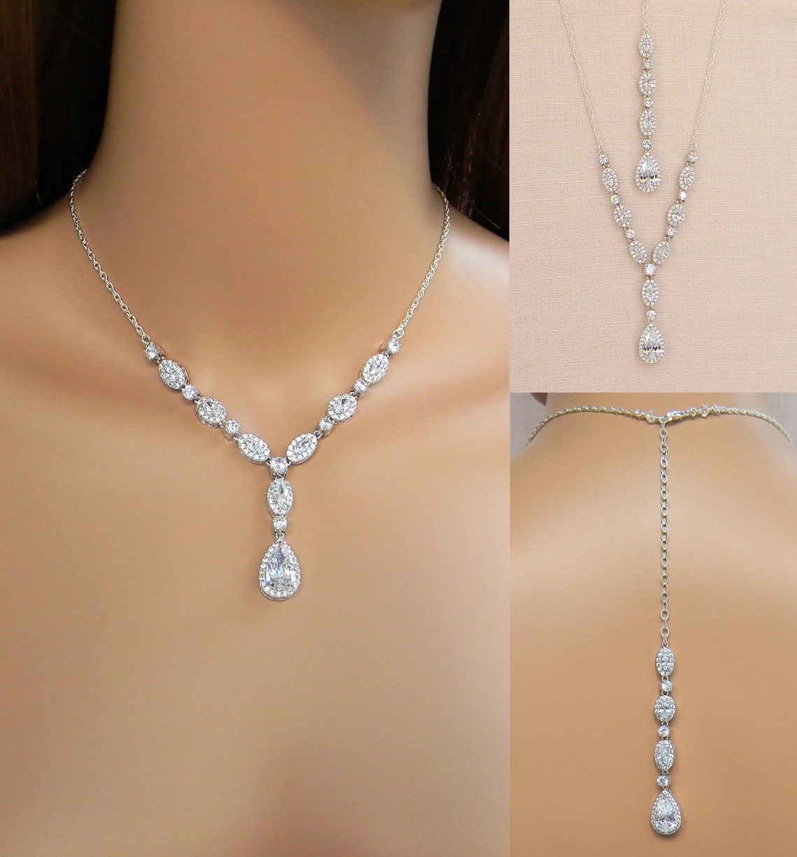 Back Drop Bridal Necklace Backdrop Necklace Back Necklace - Etsy