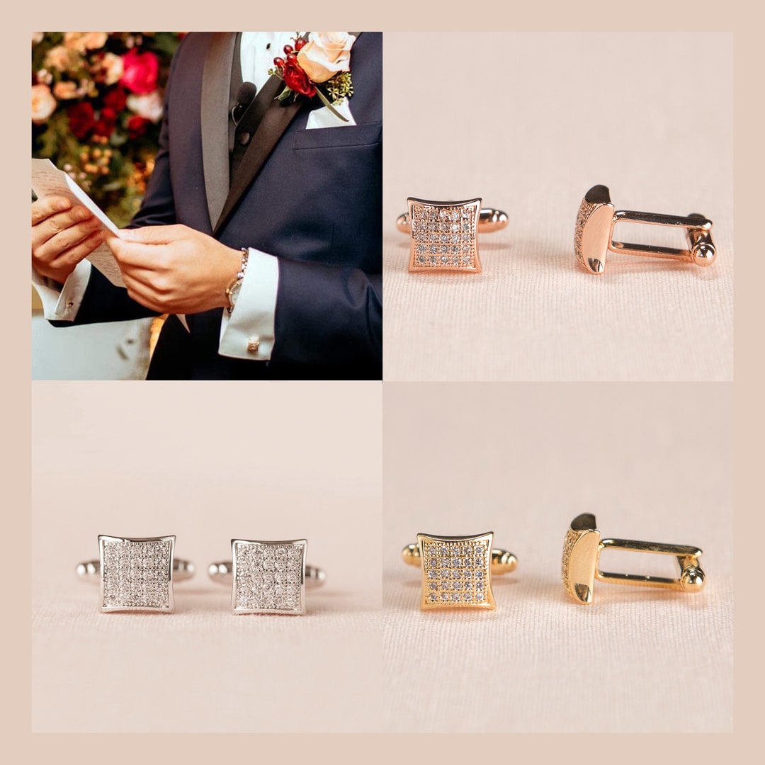 Rose Gold Crystal Cuff Links, Mens Crystal Cufflinks, Gold Cufflinks ...