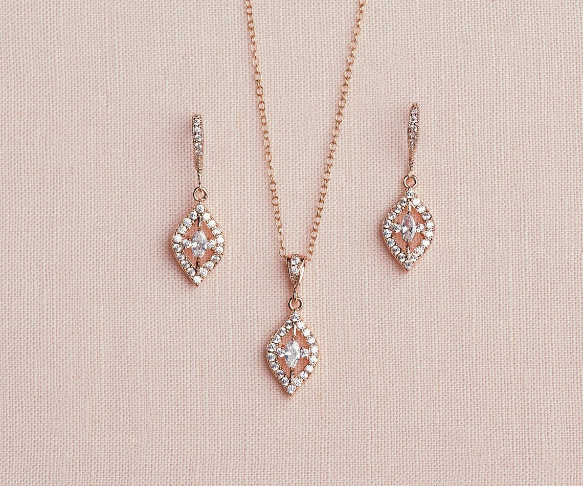 Rose Gold Bridal Jewelry SET Wedding Jewelry Wedding - Etsy