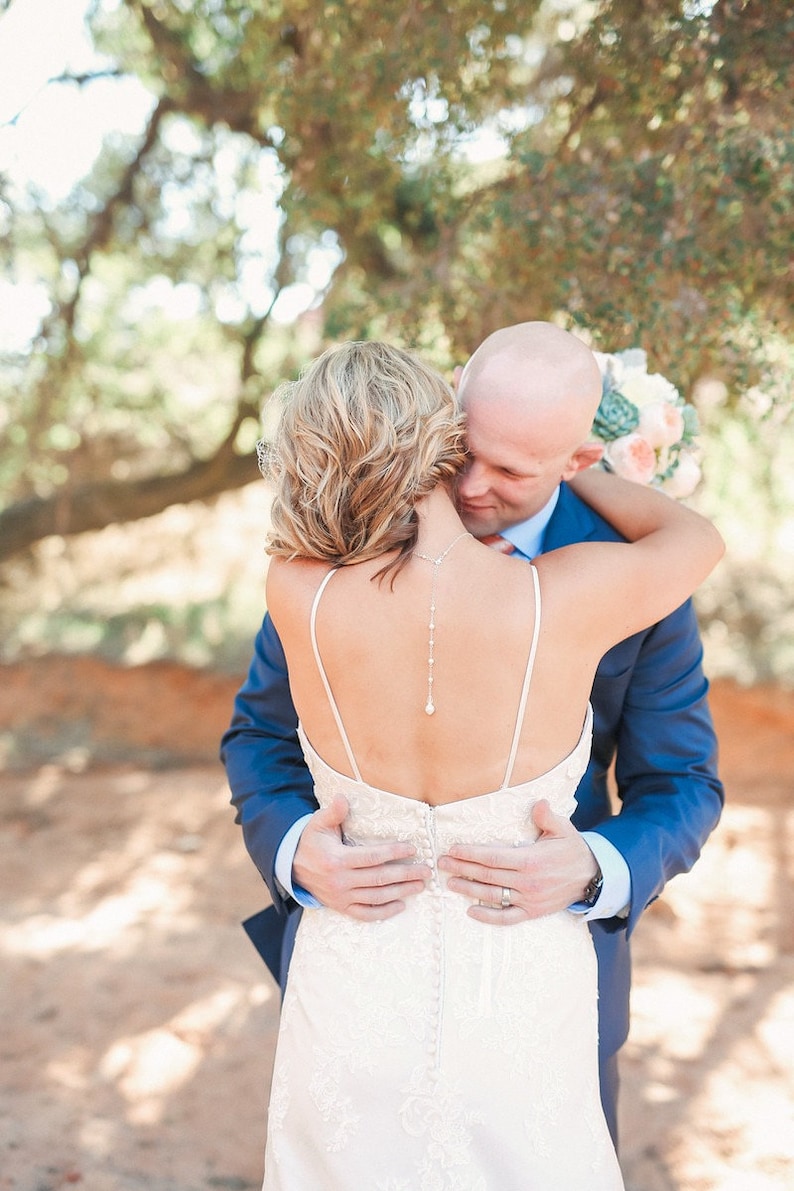 Back drop necklace Pearl Back drop Rose Gold Gold Bridal | Etsy