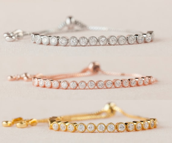 Flower Girl Jewelry Dainty Child Bracelet Rose Gold Crystal | Etsy