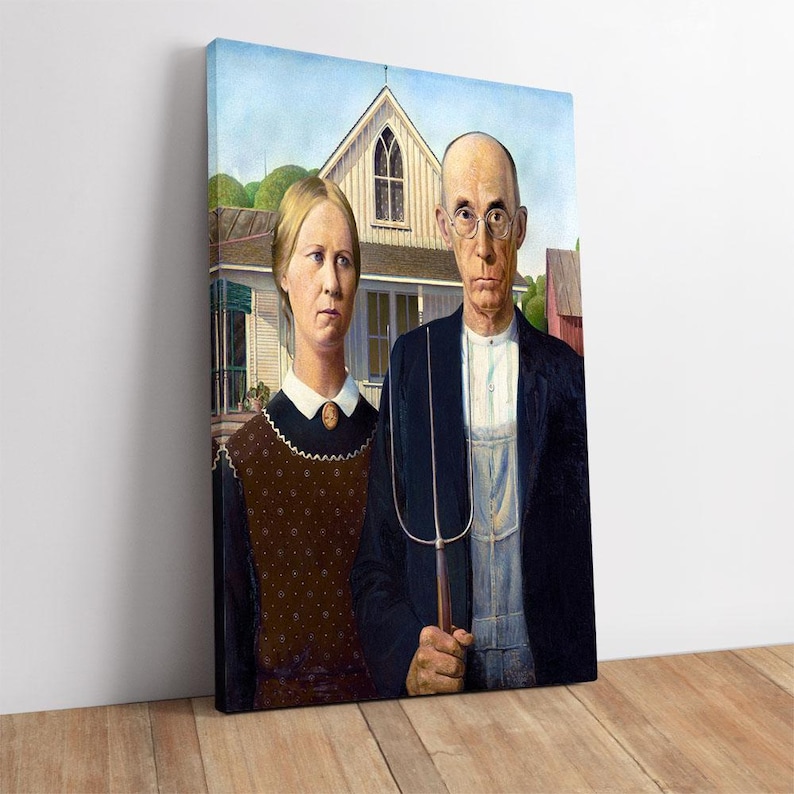 American Gothic Print: Grant Wood Painting, Farmhouse Wall Art - Etsy