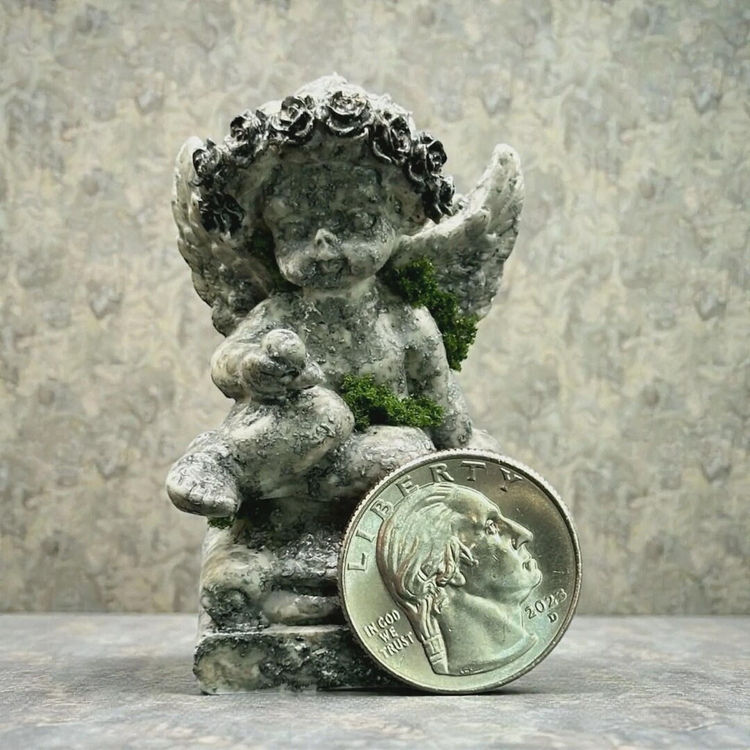 Miniature Cemetery Cherub – 1:12 Gothic Angel Statue With Moss - Etsy