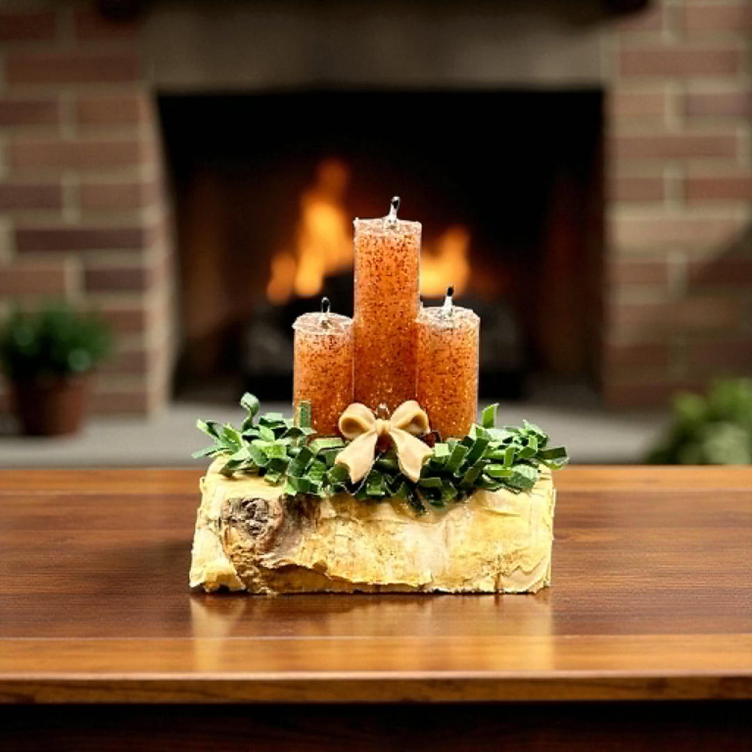 Mini Yule Log With Candles | 1:12 Scale Christmas Dollhouse Decor ...