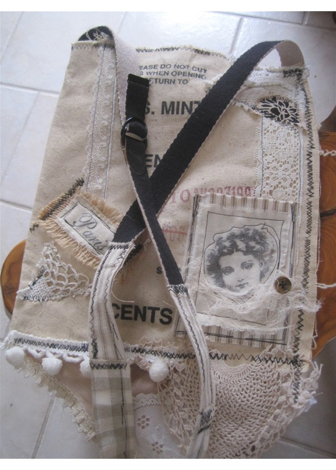 CUSTOM Available Upcycled Vintage U.S. Mint Bag Shabby Chic Paris Tan ...