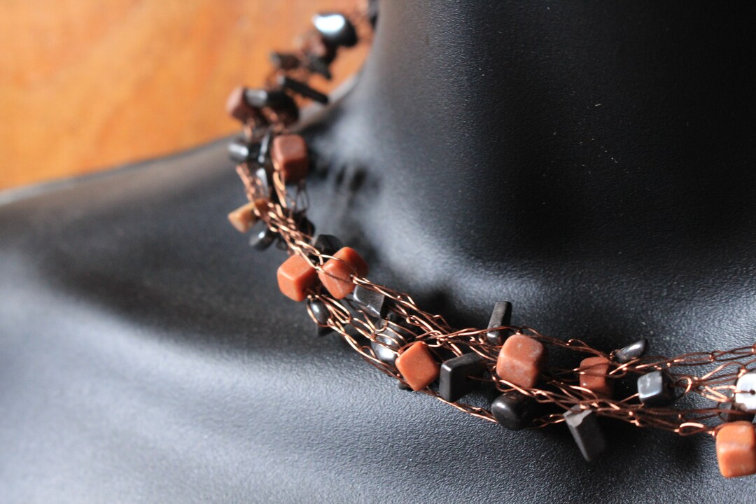 Multi-strand Copper Wire Crochet Hematite and Red Jasper - Etsy