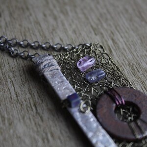 Gunmetal Wire and Gemstone and Reused Objects Pendant Necklace - Etsy