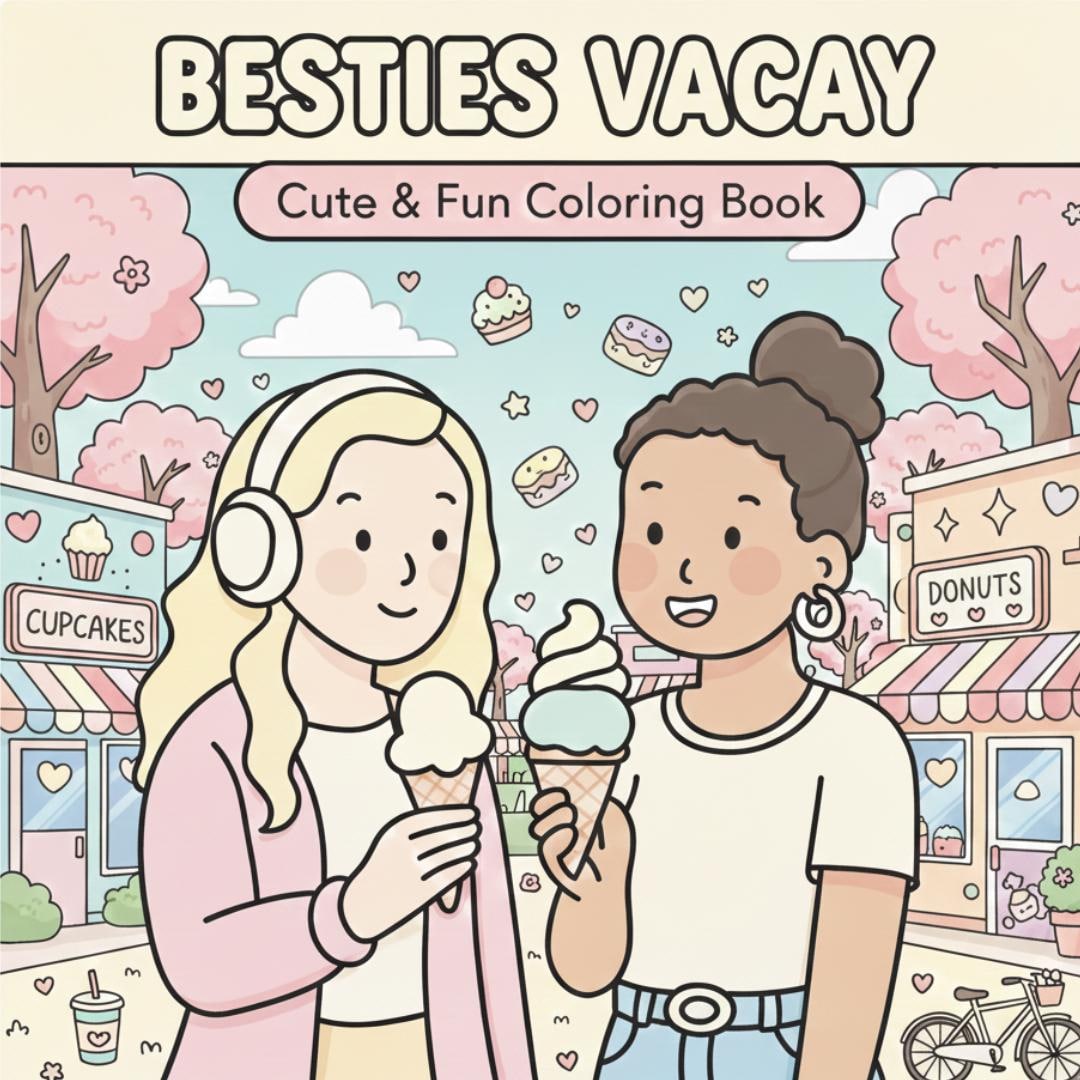 Besties Vacay Coloring Book: 10 Printable Pages (PDF Download) - Etsy