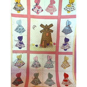 Vintage Dutch Girl Windmill Sunbonnet Sue Variation Quilt Super Sweet ...