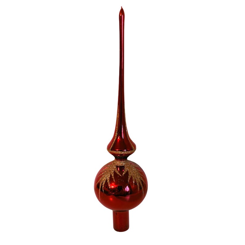 Vintage Rauch Glass Tree Topper Ornament Red Gold Glitter 11 Tall - Etsy