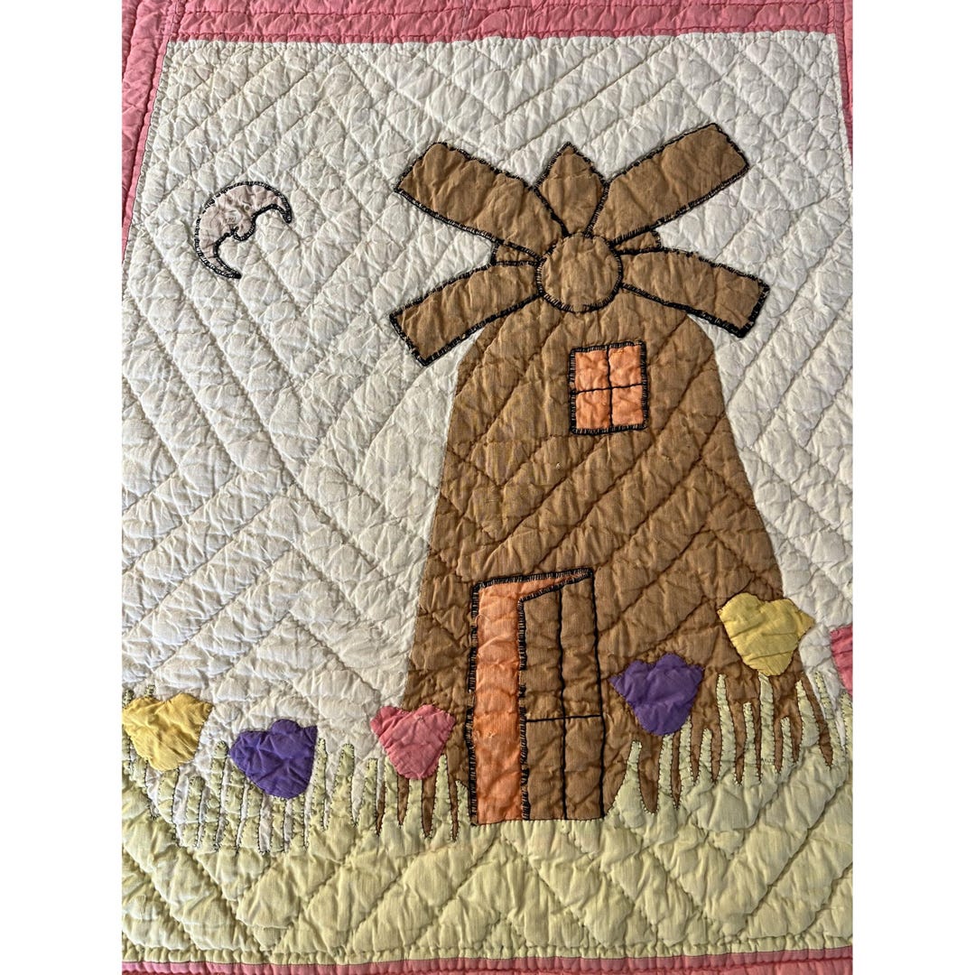 Vintage Dutch Girl Windmill Sunbonnet Sue Variation Quilt Super Sweet ...