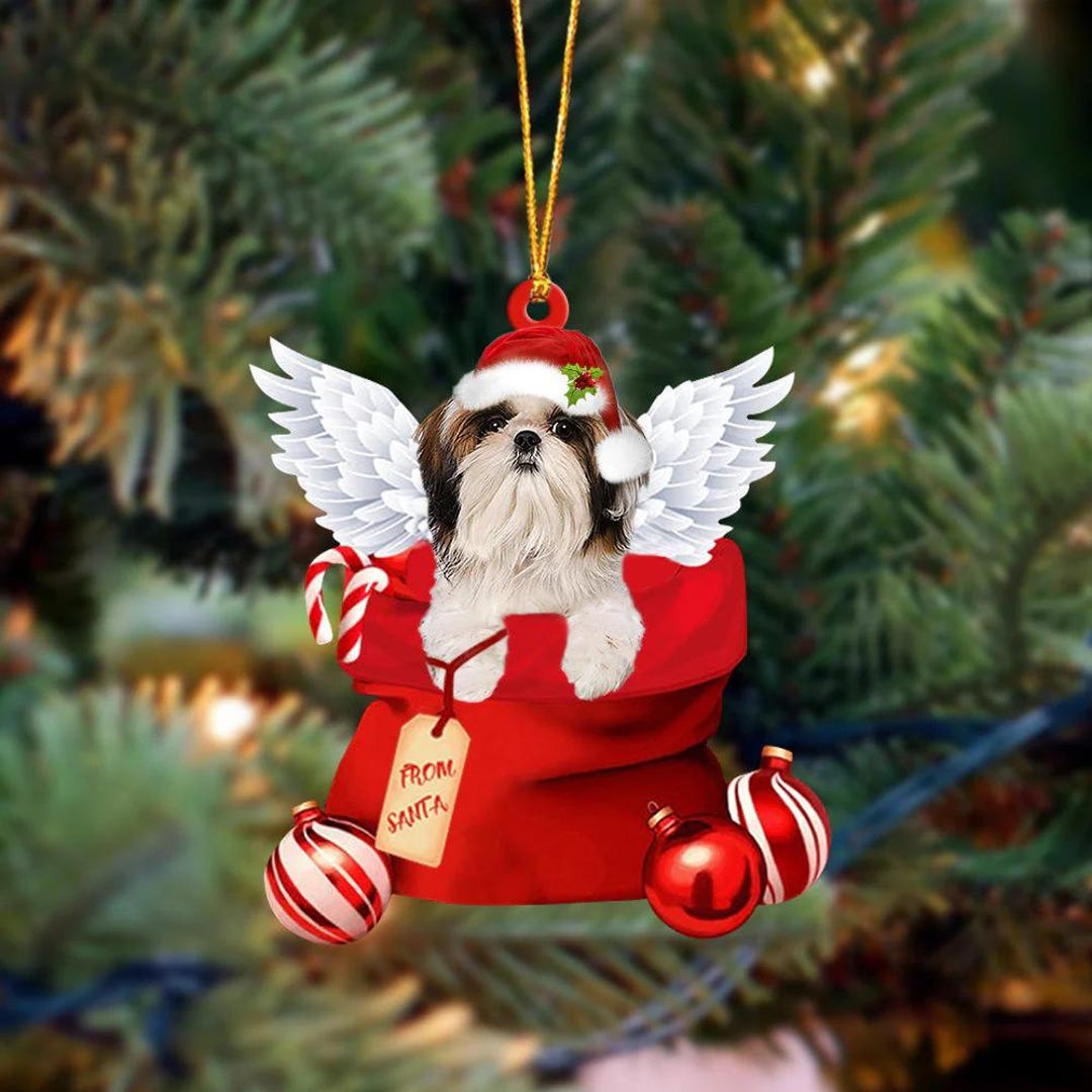 Personalized Shih Tzu Angel Ornament, Dog Christmas Tree Decoration ...