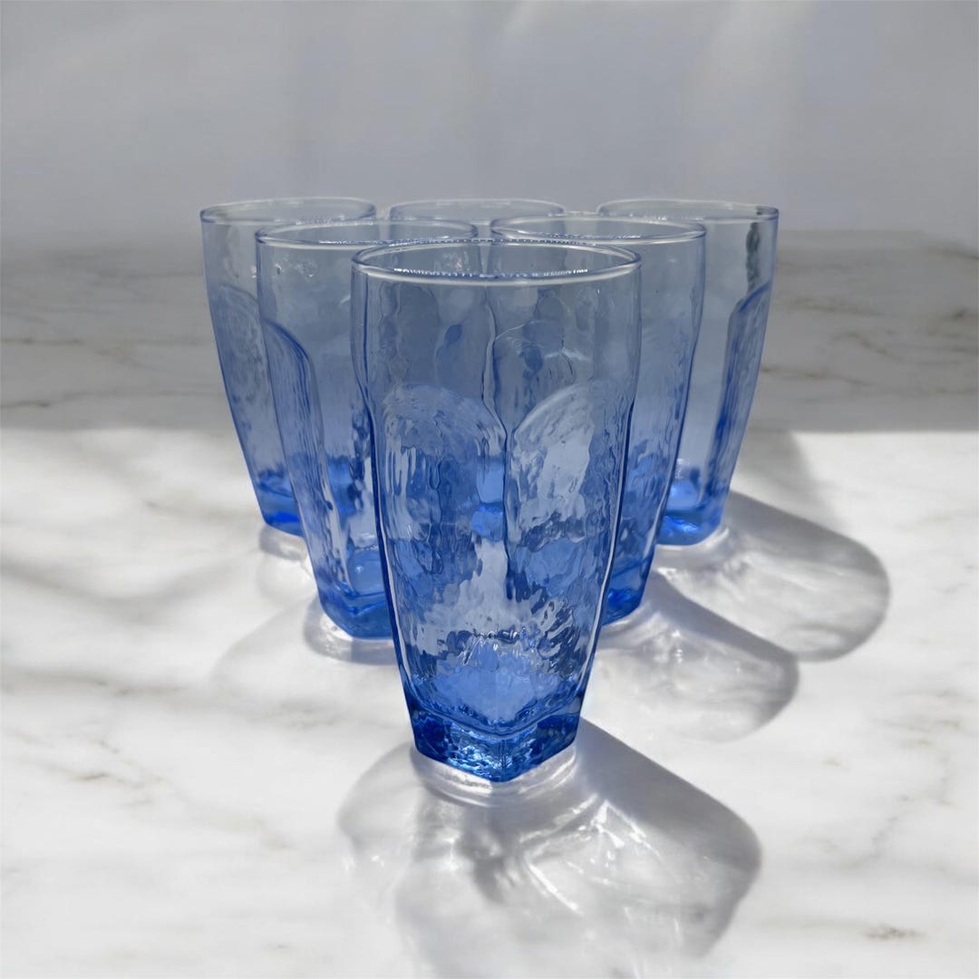 10-piece Set of Libbey Chivalry Blue Glass Tumblers - Etsy