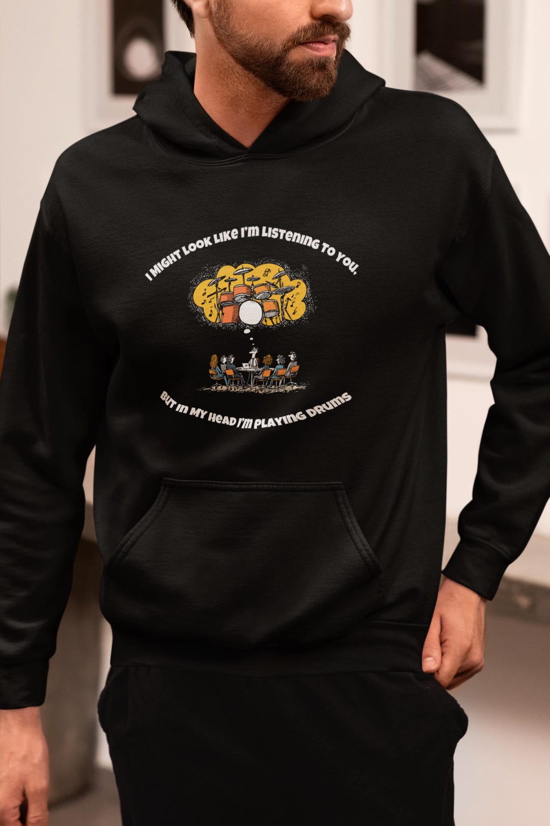 Funny Drum Hoodie, Drummer Gift, Music Lover Sweatshirt, Drumming ...