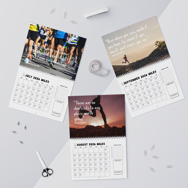 2026 Runners Wall Calendar, Motivational Mileage Tracker - Etsy