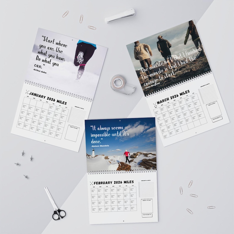 2026 Runners Wall Calendar, Motivational Mileage Tracker - Etsy