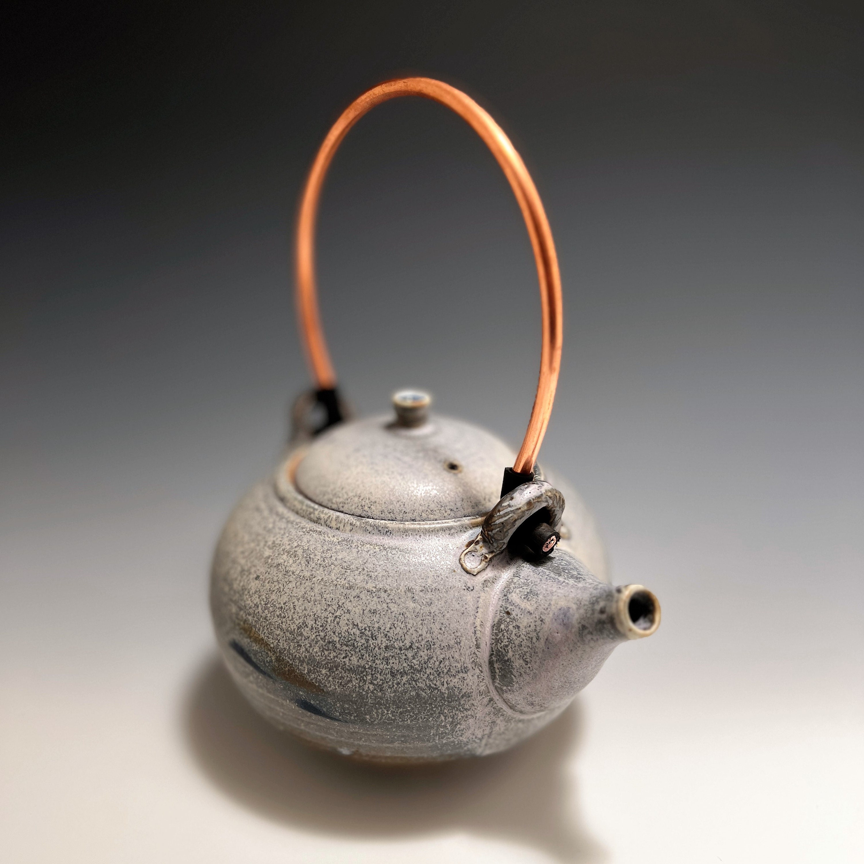 Porcelain Lavender Teapot With Copper Handle - Etsy