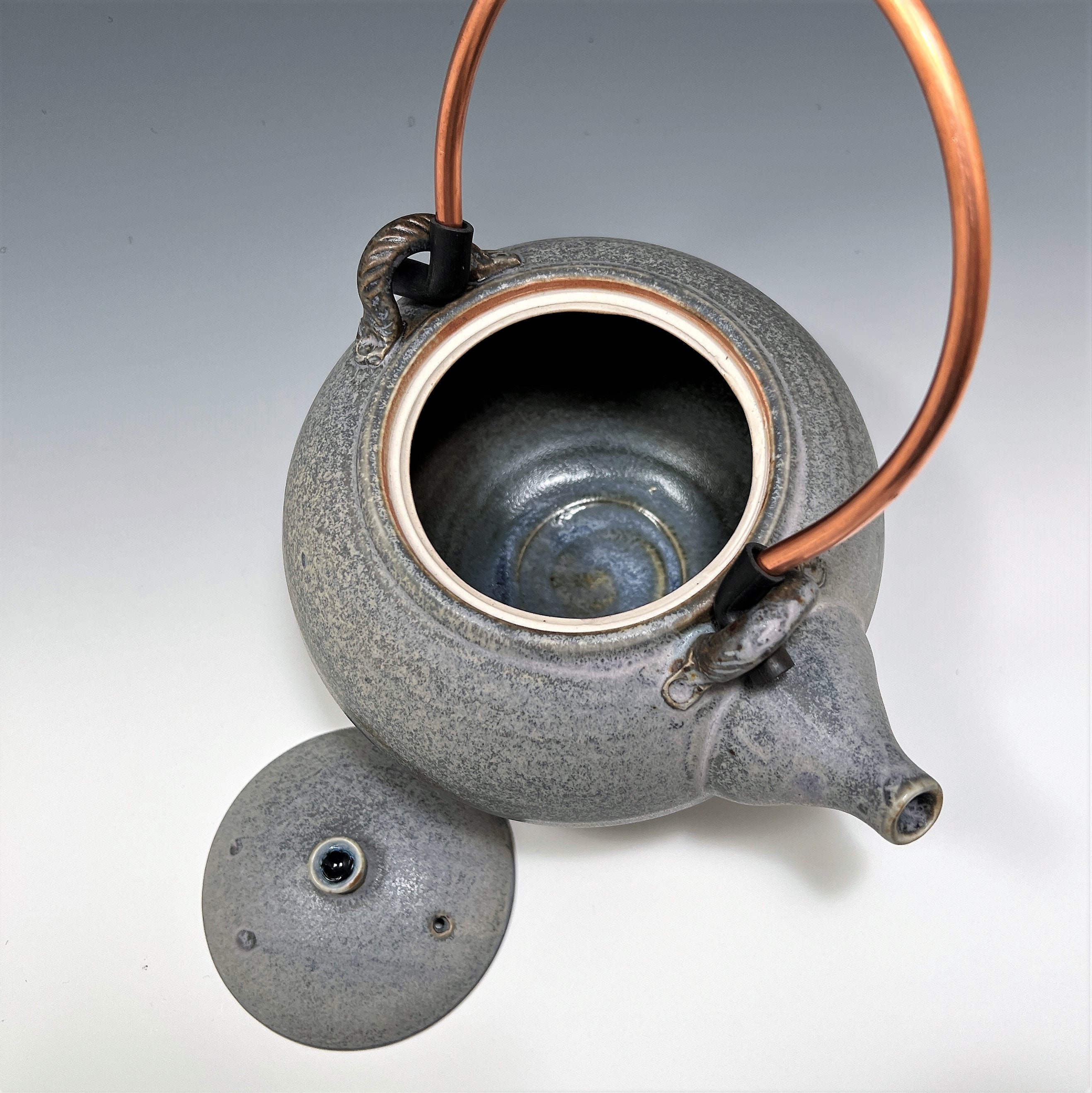 Porcelain Lavender Teapot With Copper Handle - Etsy