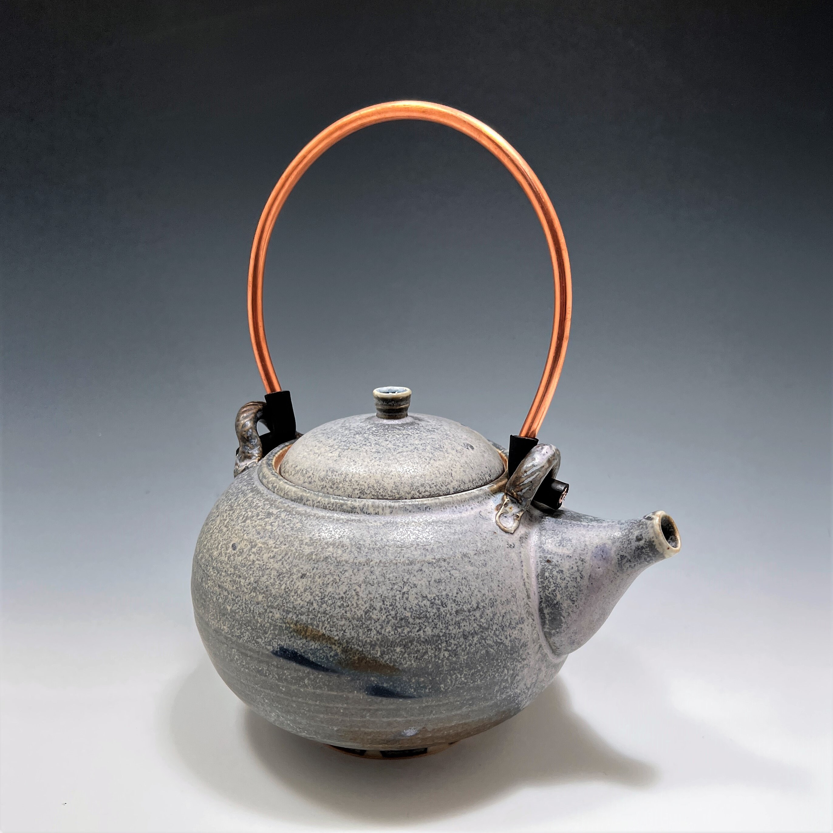 Porcelain Lavender Teapot With Copper Handle - Etsy