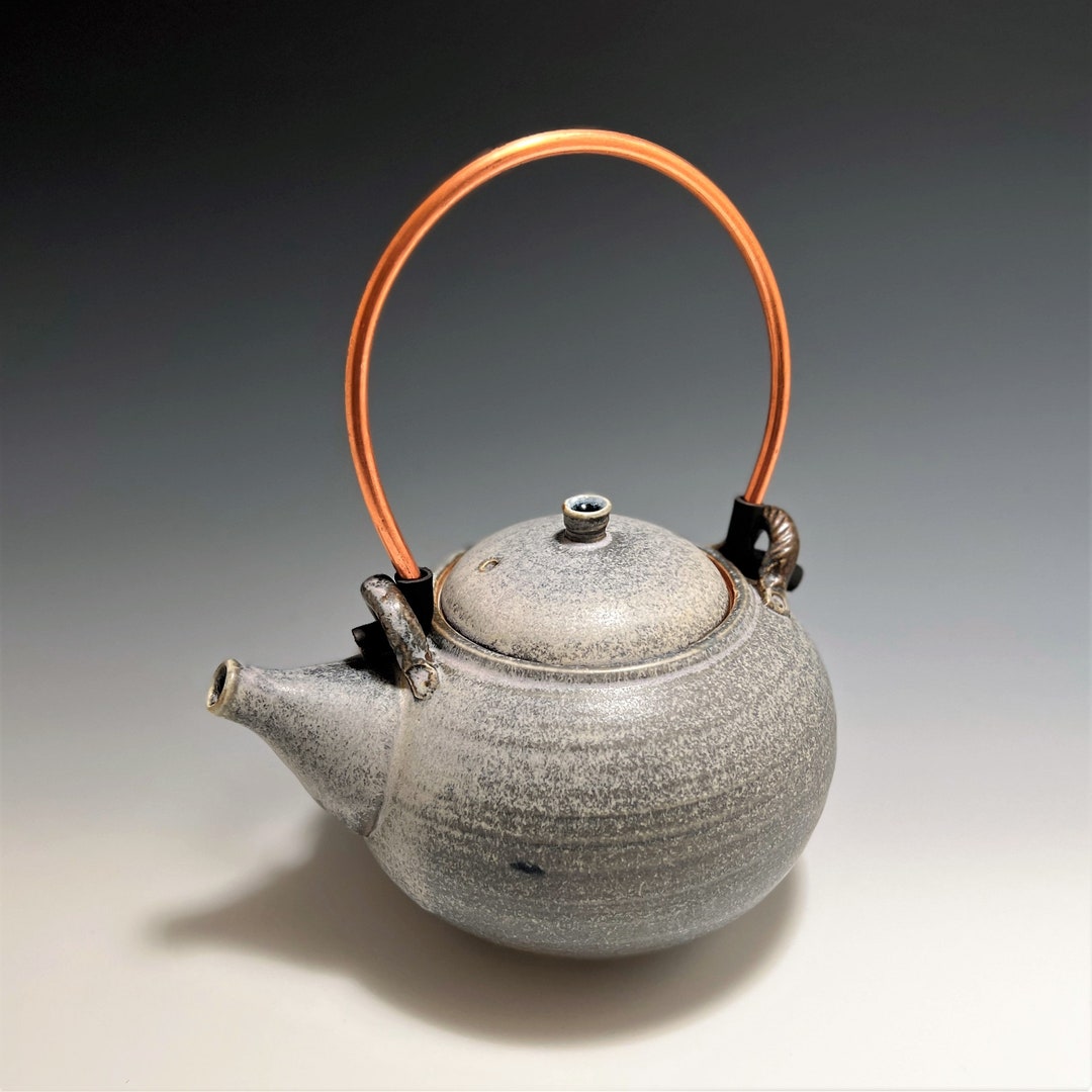 Porcelain Lavender Teapot With Copper Handle - Etsy