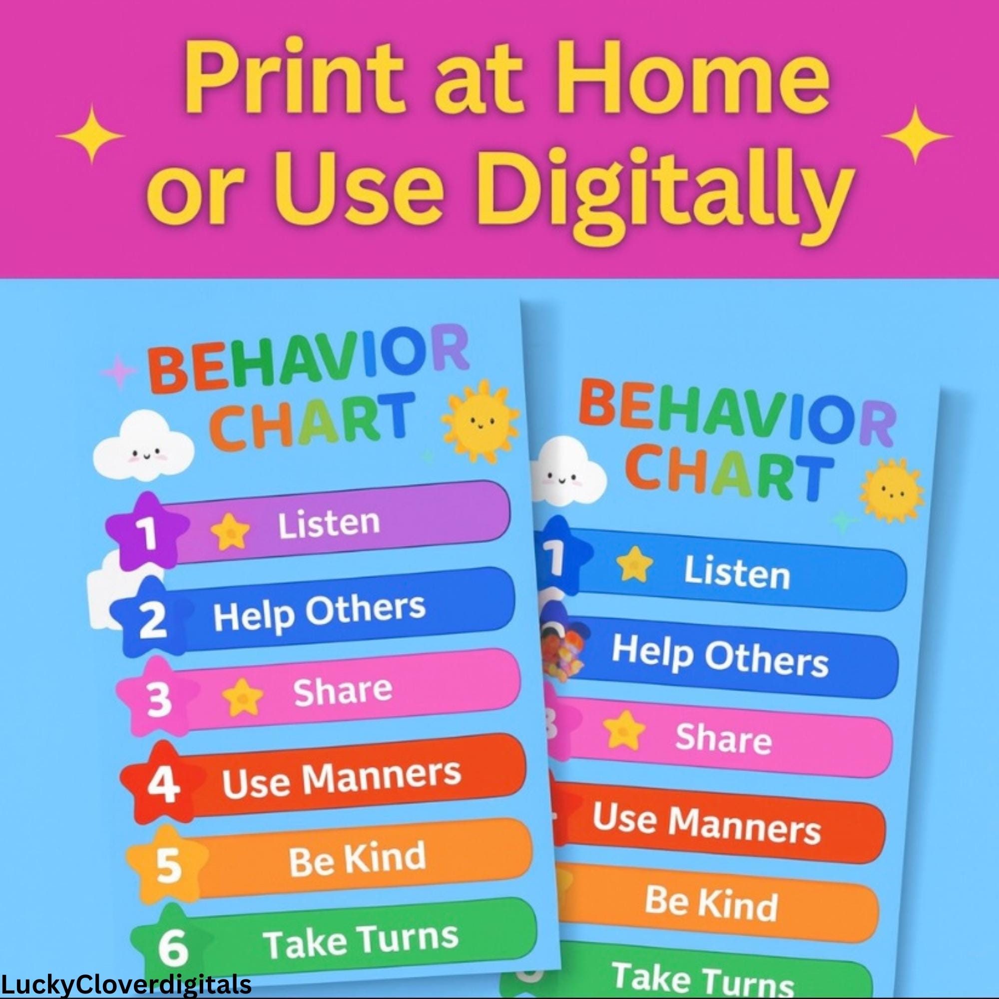 Editable Kids Behavior Chart: Printable Reward System (PDF Download - Etsy