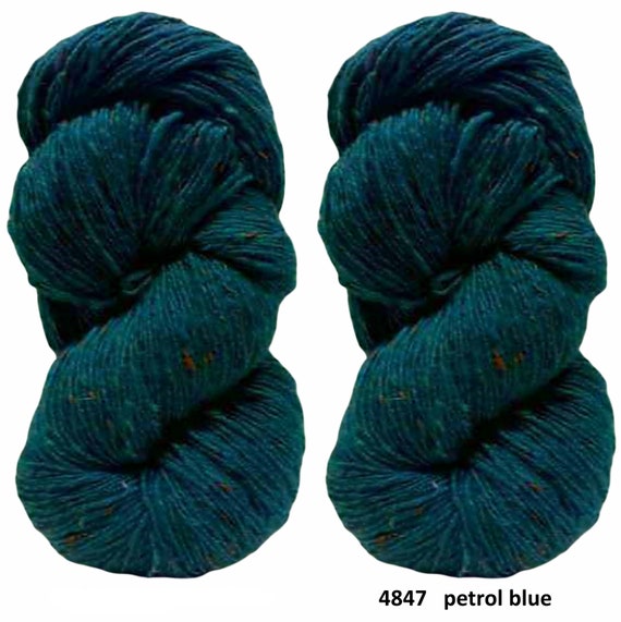 200g Aran Tweed Yarn Donegal Kilcarra 100% Wool petrol Blue | Etsy
