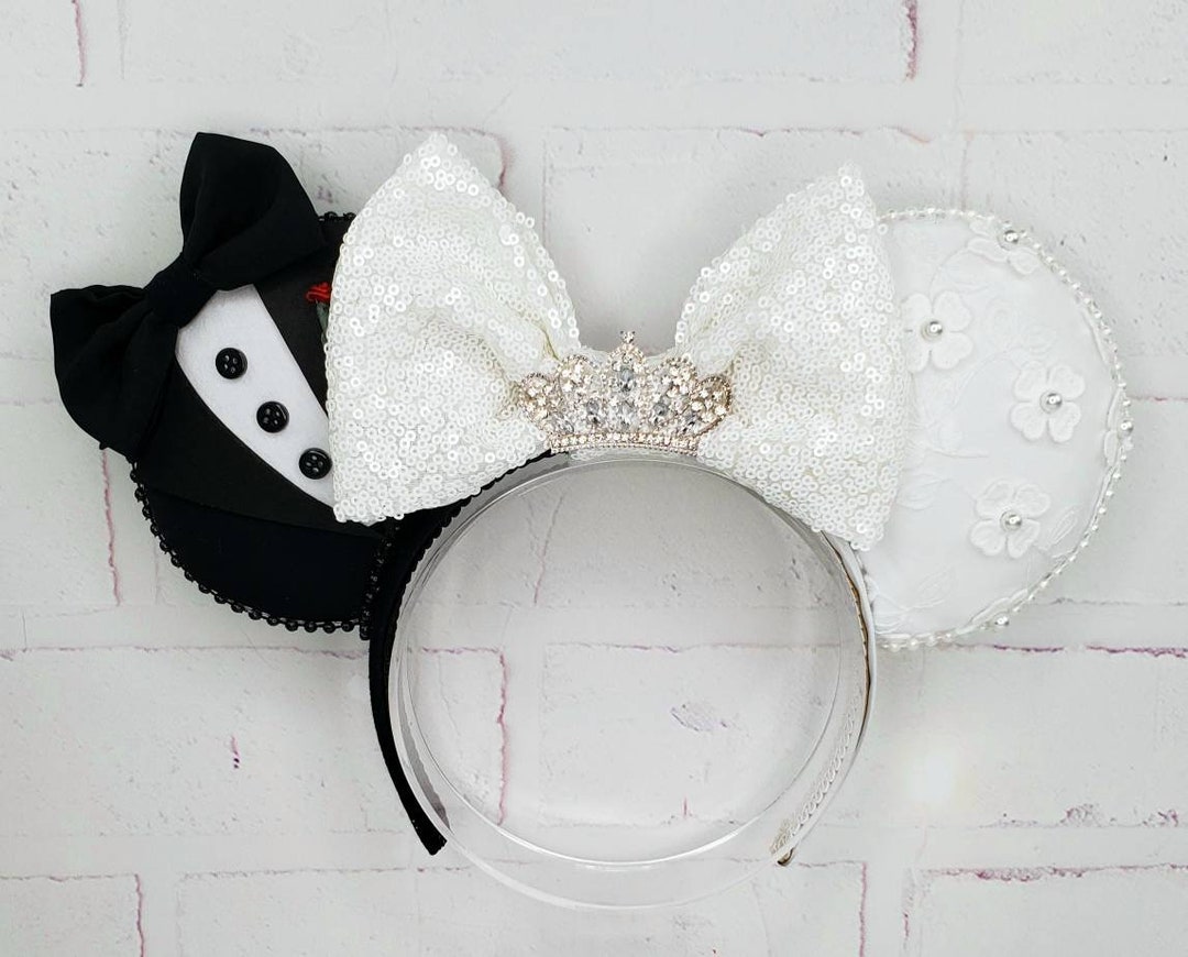 Bride & Groom Minnie Mouse Ears Headband, Minnie Bride Ears, Disney ...