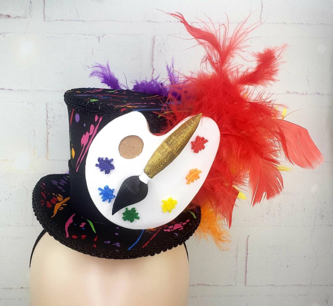 Paint Splatter Mini Top Hat, Mad Hatter Style Hat, Tea Party Hat, Adult ...