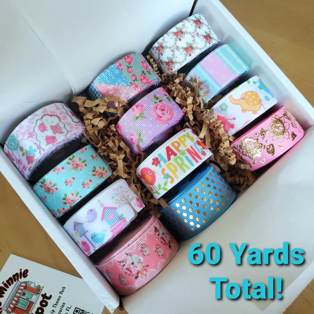 Pastel Spring Grosgrain Ribbon Lot, Assorted Ribbons, 12 Rolls 5 Yds ...